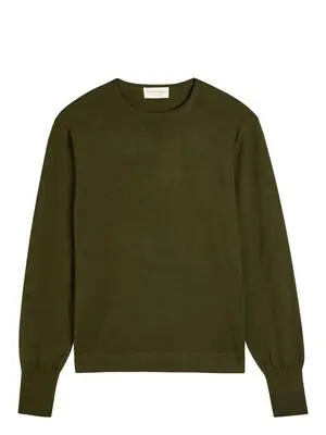 Officine Générale Knit Merino Wool Jumper - Khaki