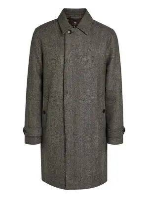 Paige Herringbone Wool-blend Coat - Brown