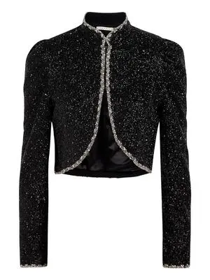 Alice + Olivia Ilaria Embellished Cropped Jacket - Black