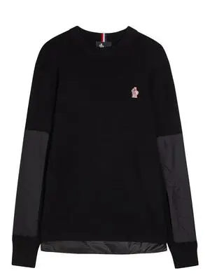 Moncler Panelled Wool-blend Jumper - Black