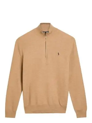 Polo Ralph Lauren Logo Half-zip Cotton Jumper - Camel