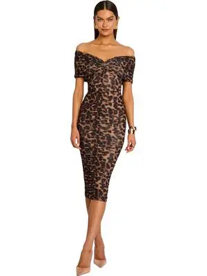 SEROYA Gianina Mesh Midi Dress - Jaguar
