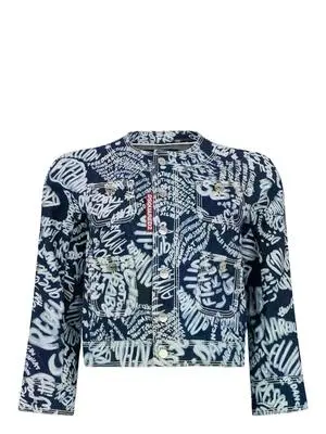 Dsquared2 Lettering-print Denim Jacket - Blue