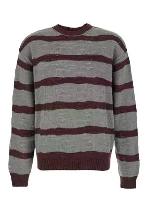 COOR Striped Crew-neck Sweater - Grey
