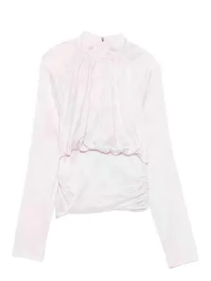 ROTATE BY BIRGER CHRISTENSEN Floral-jacquard Long-sleeve Blouse - Pink
