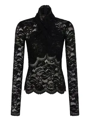 Rabanne Lace Long-sleeve Blouse - Black