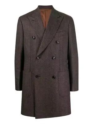 Luciano Barbera Houndstooth-pattern Wool Coat - Brown