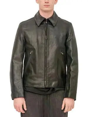 THE VIRIDI-ANNE Leather Zip-Up Jacket
