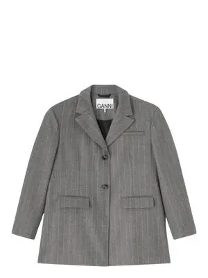 GANNI Pinstripe Blazer - Grey