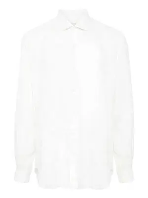 Luciano Barbera Cutaway-collar Linen Shirt - White