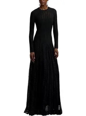 Ralph Lauren Ribbed Pleated Maxi Dress - Black