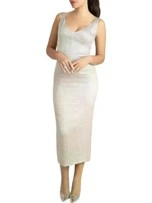 Adam Lippes Willa V-neck Midi Dress - Silver