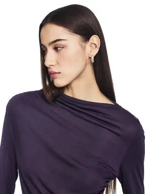 NINETY PERCENT Iphis Draped Long-sleeve Top - Aubergine