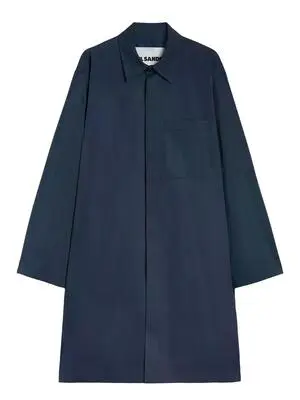 JIL SANDER Chest Pocket Poplin Coat - Blue