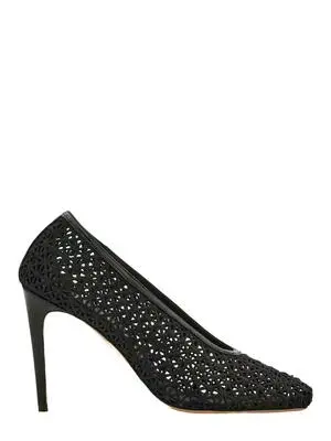 FERRAGAMO 90mm Macramé Pumps - Black