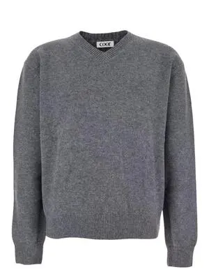 COOR V-neck Long-sleeve Sweater - Grey