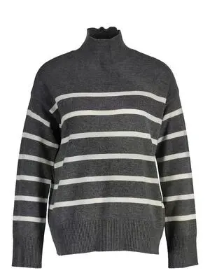 Gant Striped High-neck Sweater - Grey