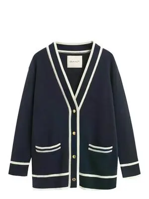 Gant Contrast Knit Cardigan - Blue