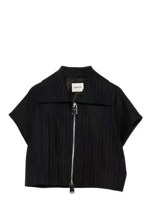 Khaite Zipped Pinstripe Shirt - Black