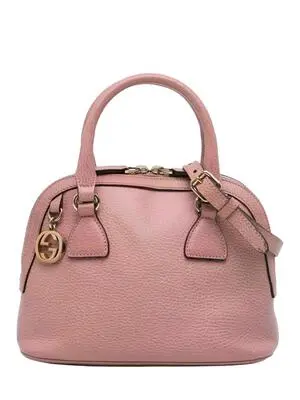 Gucci Mini Leather Gg Charm Dome Satchel - Pink
