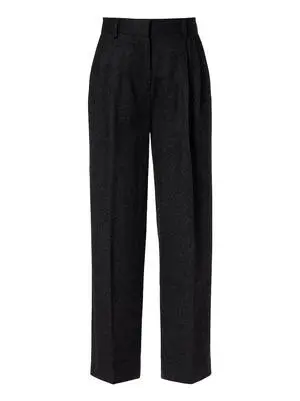 TOTEME Wool-blend Flannel Straight Pants - Grey