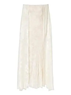 RODARTE Floral Satin Jacquard Maxi Skirt - White