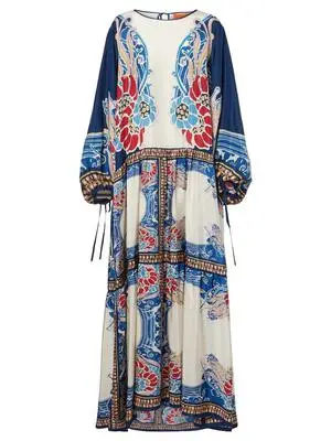 La DoubleJ Lemuria Placee Printed Silk Maxi Dress - White