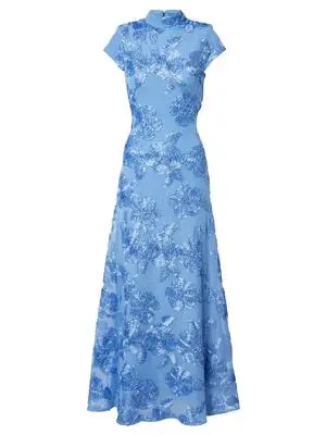 ROTATE BY BIRGER CHRISTENSEN Floral Embroidered Maxi Dress - Blue