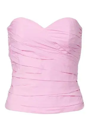 ADRIANA DEGREAS Opulence Ruched Cotton Corset - Pink