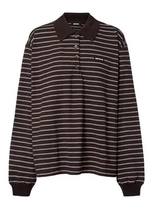 ROTATE BY BIRGER CHRISTENSEN Striped Oversized Polo Shirt - Brown