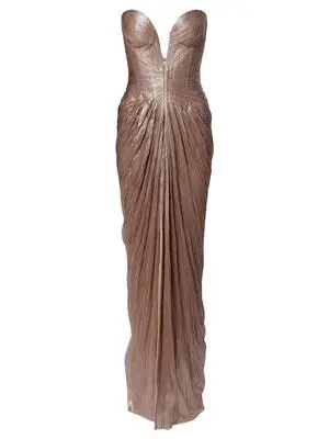MARIA LUCIA HOHAN Alessandra Draped Lamé Gown - Silver