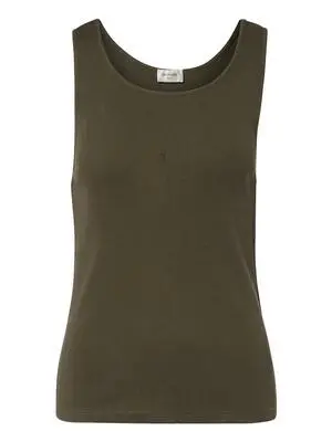 Saint Laurent Cassandre Cotton Jersey Tank Top - Green