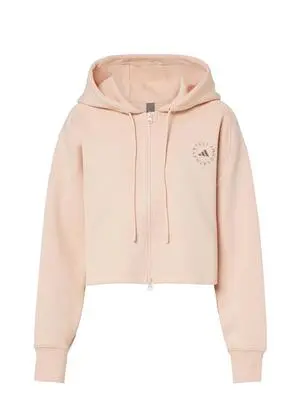 Adidas By Stella McCartney Cropped Cotton-blend Hoodie - Pink
