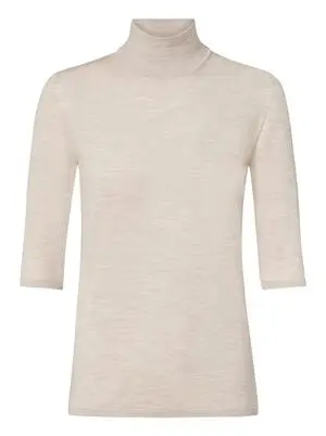 Max Mara Boa Virgin Wool Turtleneck Top - Beige