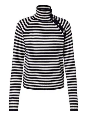 Max Mara Paniere Striped Cashmere Turtleneck Top - White