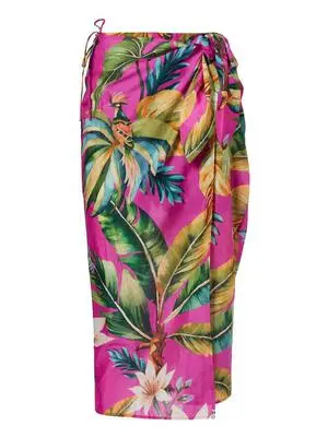 Farm Rio Tropicalia Printed Cotton Midi Skirt - Multicoloured