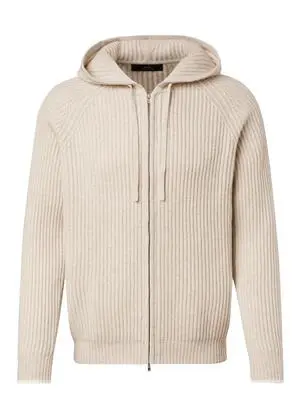 Arch4 Hooded Ribbed Cashmere Zip-up Cardigan - Beige