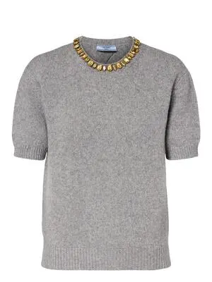 Prada Embellished Wool And Cashmere Sweater - Grey