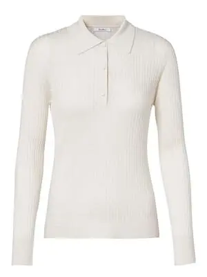 Max Mara Gitano Cashmere And Silk Polo Sweater - White