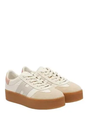 Hogan H698 Suede-trimmed Leather Sneakers - White