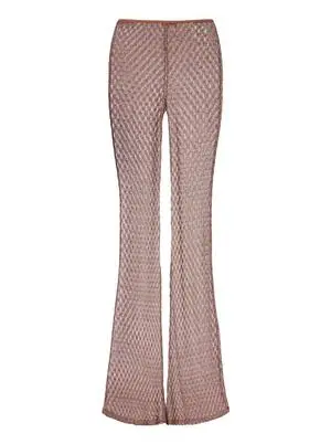 Missoni Open-knit Lamé Flared Pants - Brown