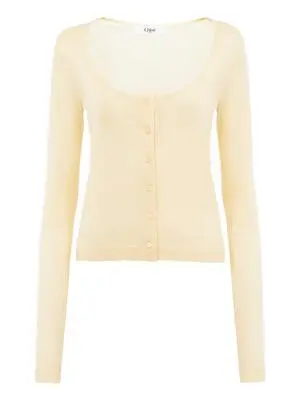 Chloé Scoop-neck Fitted Cardigan - Soft Yellow