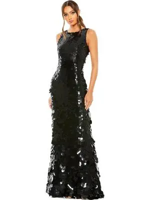 MAC DUGGAL Sleeveless Sequin Gown