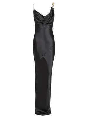 Balmain Satin Chain Strap Gown - Black