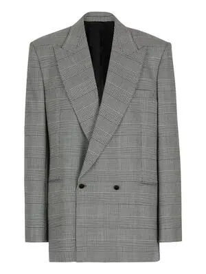Balmain Wool-blend Prince Of Wales Blazer - Black