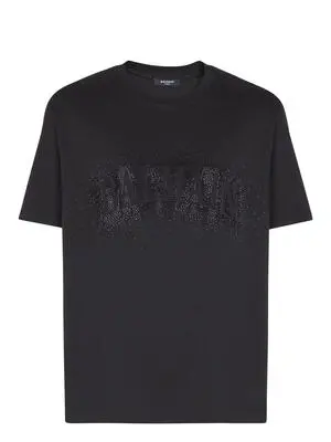 Balmain Cotton Crystal Logo T-shirt - Black