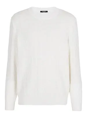 Balmain Monogram Wool-linen Blend Sweater - White