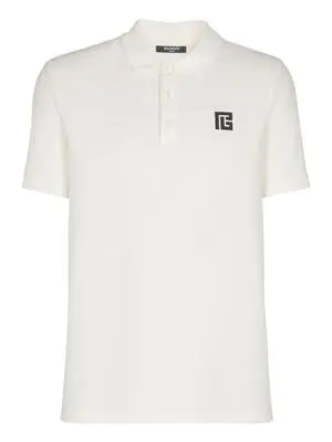 Balmain Cotton Monogram Polo Shirt - White