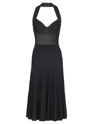 Balmain Knitted Halterneck Midi Dress - Black