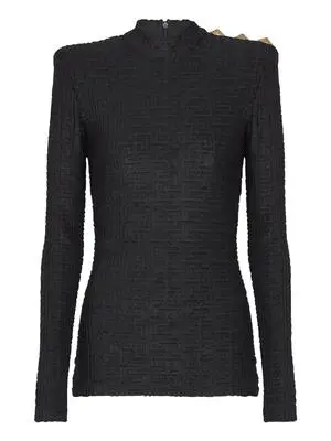 Balmain Bouclette Monogram Top - Black